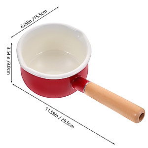 Kichvoe Stew Pot Enamel Milk Pot Wood Baby Multifunction Cooking Spoon Small Cookware