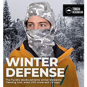 Tough Headwear Fleece Balaclava Ski Mask - Winter Face Mask for Men & Women - Face Cover for Extreme Cold Weather Gear Grey