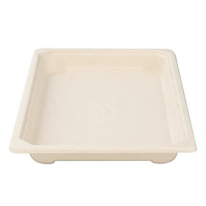 Restaurantware Pulp Tek 8.5 x 5.4 Inch Large Sushi Trays 100 Microwavable Bagasse Dishes - Lids Sold Separately Freezable Brown Bagasse Sugarcane Trays For Appetizers Or Entrees