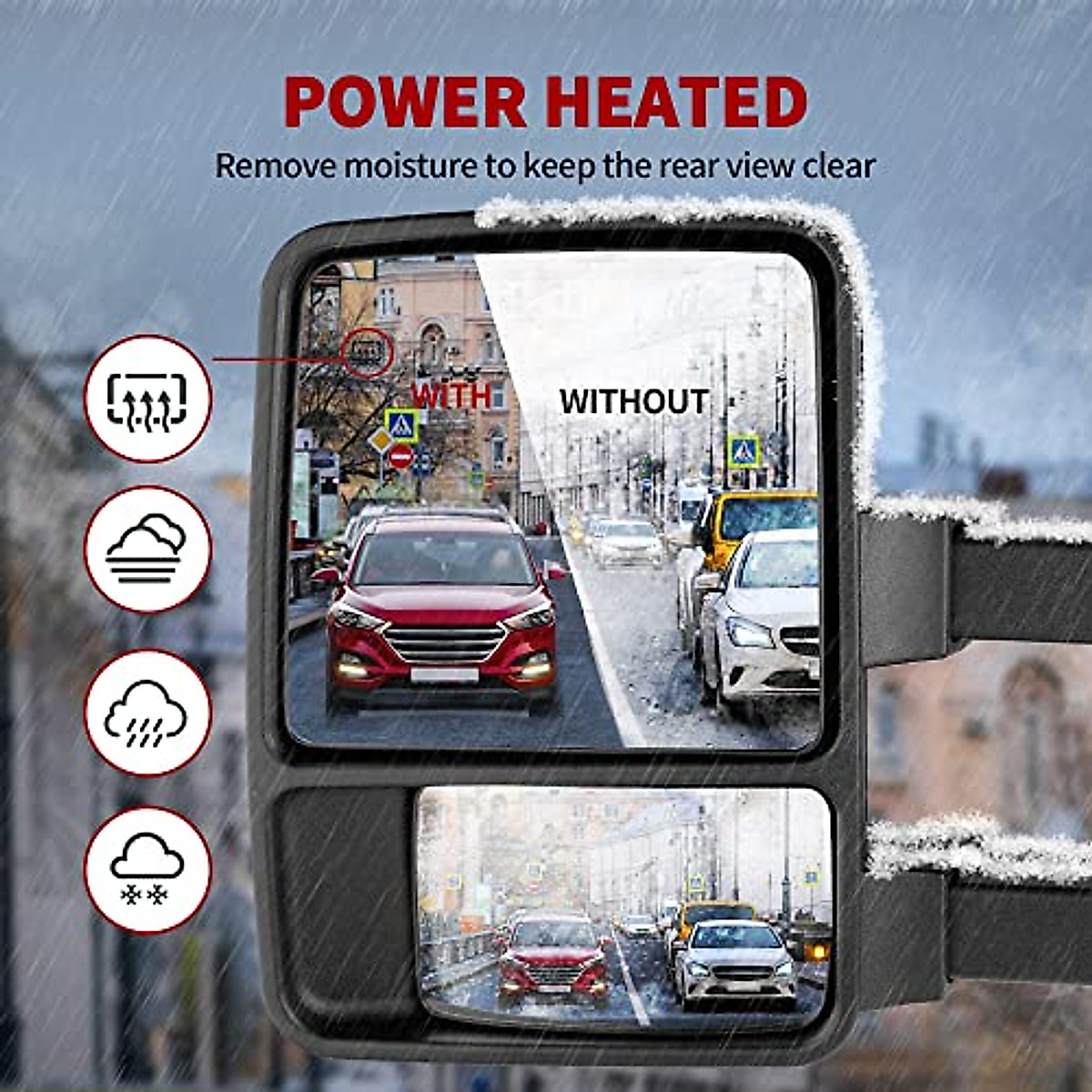 YITAMOTOR Towing Mirror Compatible with 2008-2016 Ford F250 F350 F450 F550 Super Duty, Left Driver Side Mirror Power Heated Telescoping Folding Turn Signal Light Black