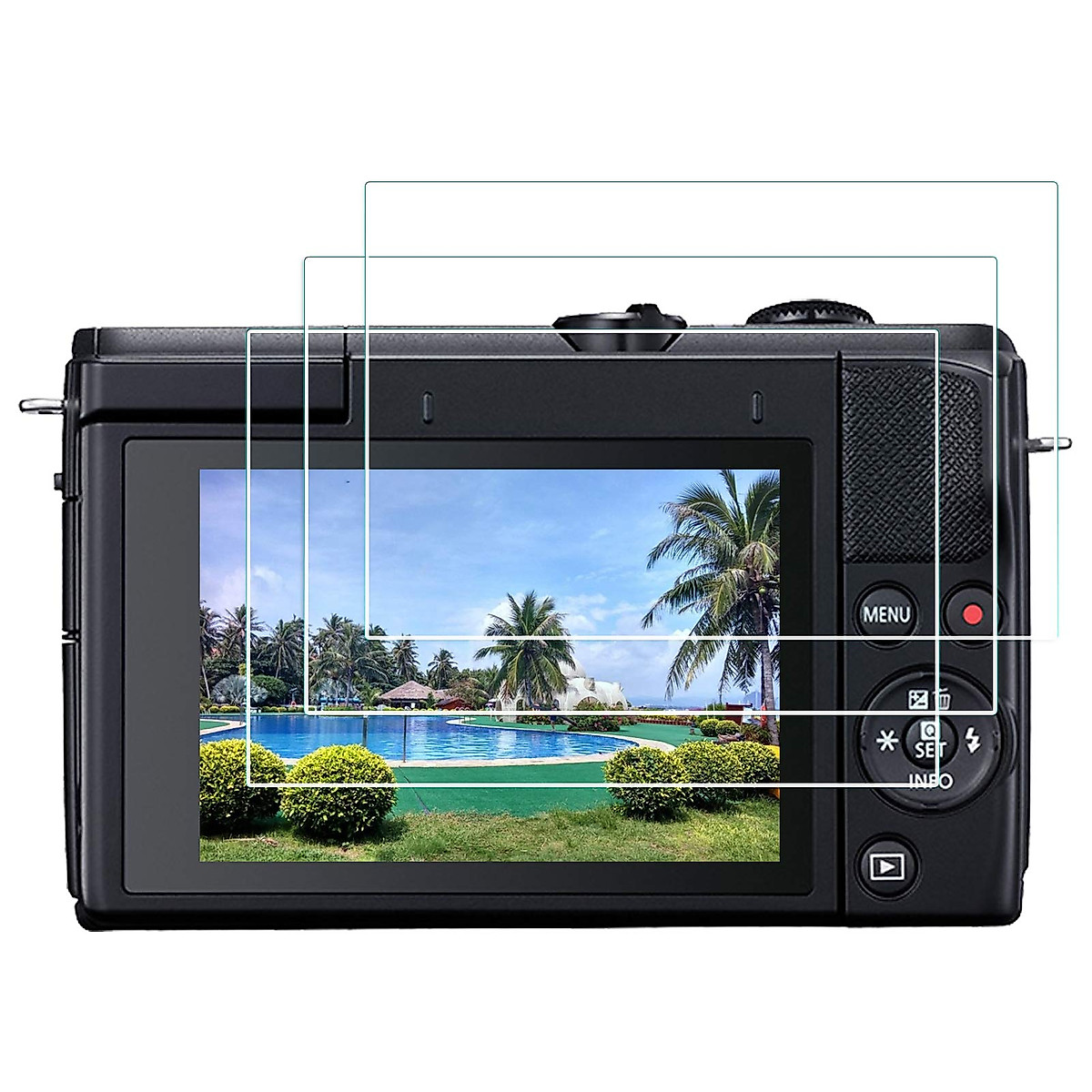 HUIPUXIANG Screen Protector for Canon EOS M200 DSLR Camera (for Accessories) with Hot Shoe Cover Tempered Glass Film 0.3mm High Definition 9H Hardness Anti-Scrach Anti-Fingerprint Anti-Dust[3 Pack]