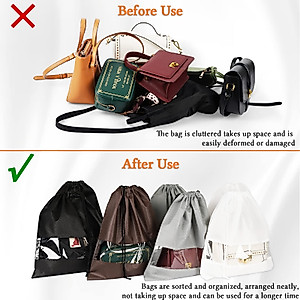 Ibnotuiy 10Pcs Non-Woven Fabric Dustproof Drawstring Bag Handbag Storage Organizer Dust Cover Large (Large, Black)