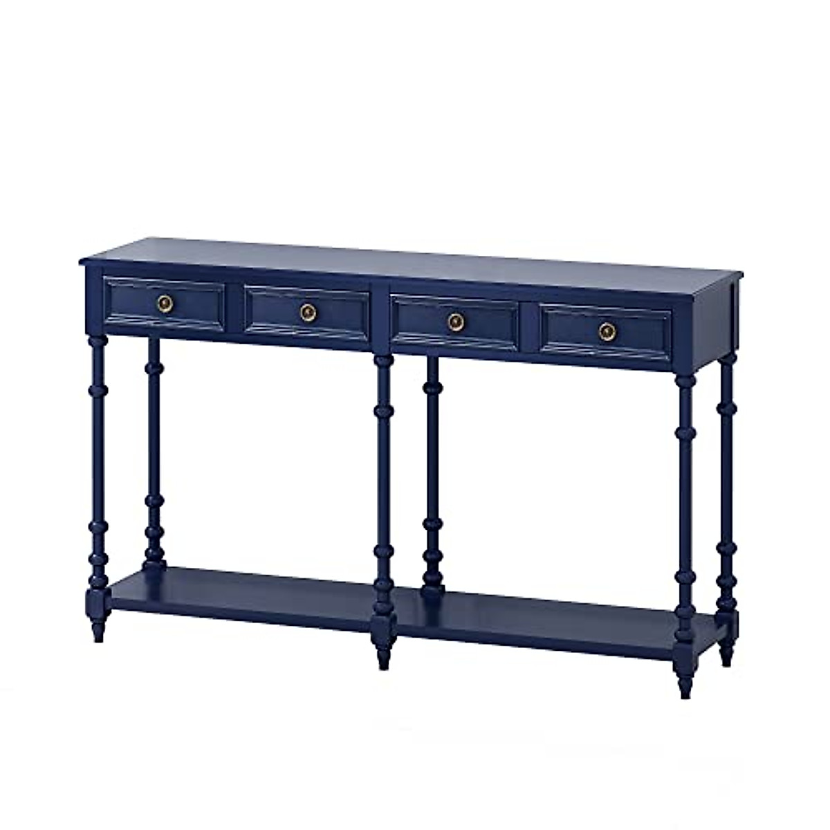 INMOZATA Farmhouse Entryway Table, Narrow Console Table with 2 Drawers, 59" Sofa Table with Storage Shelf, Console Tables for Entryway, Living Room, Hallway, Foyer,Blue
