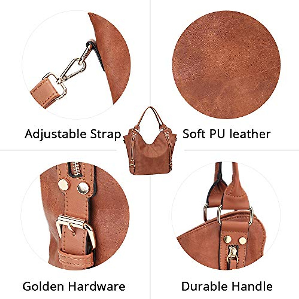 JOYSON Women Handbags Hobo Shoulder Bags Tote PU Leather Handbags Fashion Large Capacity Bags Brown 1
