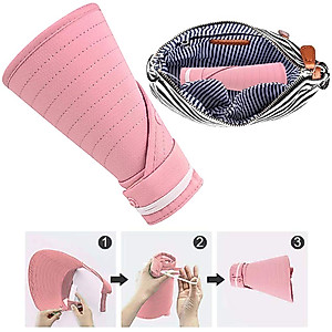 Sun Hats for Women Wide Brim UV Protection Visor UPF 50+ Fishing Hats Foldable Ponytail Summer Hat with Detachable Flap Beige