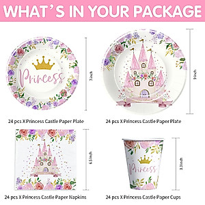 HIPVVILD Princess Party Decorations Tableware - Princess Birthday Party Supplies Include Plates, Cups, Napkins, Tablecloth, Cutlery, Straw, Princess Birthday Baby Shower Party Decorations | Serve 24