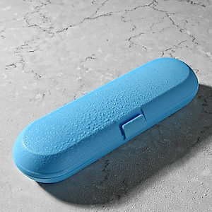CM 2 Pcs Plastic Travel Case Toothbrush Carrying Case Holder Container Compatible with Oral B Pro, Sonicare and Other Electric Toothbrush (Blue & Pink)