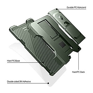 Dexnor Phone Card Holder with Foldable Back Stand, Adhesive Phone Wallet Pouch Sleeve Stick on PC Credit Card ID Case with Finger Grip Kickstand for Most Smartphones (Green)