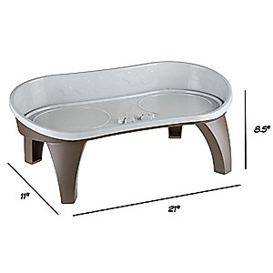 Elevated Pet Feeding Tray with splash guard and non-skid feet 21in x 11in x 8.5in by PETMAKER