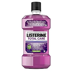 Listerine Total Care Anticavity Fluoride Mouthwash, 6 Benefits in 1 Oral Rinse Helps Kill 99% of Bad Breath Germs, Prevents Cavities, Strengthens Teeth, ADA-Accepted, Fresh Mint, 1 L