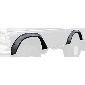 Bushwacker Cutout Pocket/Rivet Style Rear Fender Flares | 2-Piece Set, Black, Smooth Finish | 20014-11 | Fits 1973-1979 Ford Bronco, F-100, F-150, F-250, F-350 w/ 6.8' or 8' Bed