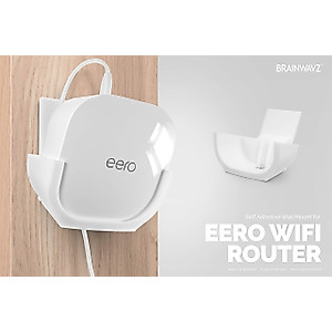 Screwless Wall Mount for Eero Mesh WiFi Holder, Tilted for Max Reception, Custom Design (NOT Compatible with Eero 6/Pro 6/Beacon), Strong VHB Adhesive, No Tools, No Mess, White by Brainwavz