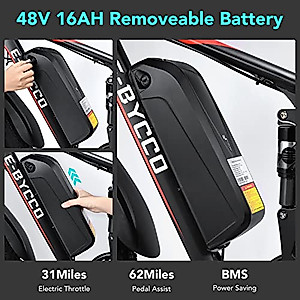 E·Bycco Electric Bike for Adults 750W, Electric Bicycle 48V 16Ah Removable Battery 26" Fat Tire Ebike,30MPH Full-Suspension,3.5'' LCD Display,Shimano 7-Speed,Snow Beach Electric Mountain Bike