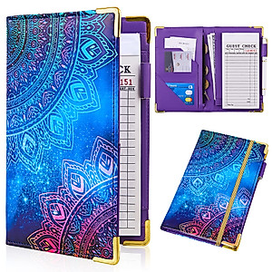 Server Book for Waitress Book Organizer Leather Waiter Book with Zipper Pocket for Restaurant Waitress Accessories Fit Server Apron