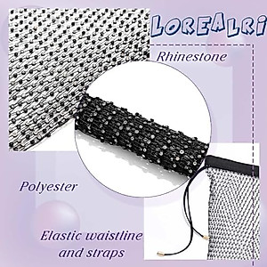 Lorealri Crystal Mesh Skirt Black Rhinestone Fishnet Cover Up Skirt Split See Through Dress Swimsuit Night Club Coachella Outfits Belly Accessories Jewelry for Women and Girls