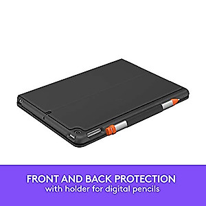 Logitech iPad (7th, 8th and 9th generation) Keyboard Case | Slim Folio with integrated wireless keyboard (Graphite), 7.3" x 10.1" x 0.9"