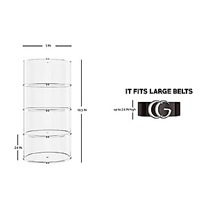 ELYPRO Premium Acrylic Belt Organizer - Sleek, Multi-Functional Storage for Belts, Jewelry, Makeup & Hair Accessories - Transparent, Rotating Drawers, Stackable & Wall-Mountable Design (XL-4)