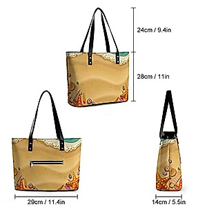 Womens Handbag Shells And Beach Leather Tote Bag Top Handle Satchel Bags For Lady