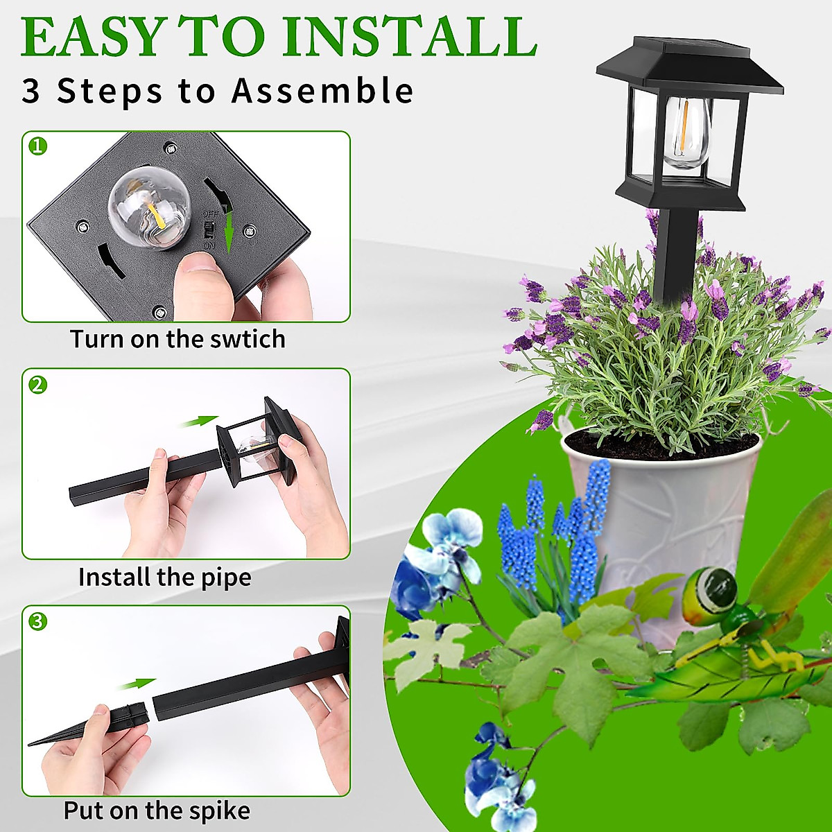 Solar Pathway Lights,10 Pack Waterproof Solar Garden Lights, Auto On/Off Solar Outdoor Lights for Your Garden, Landscape, Path, Yard, Patio, Driveway,Walkway Decor
