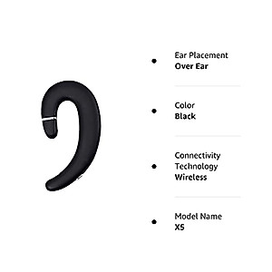 Sunffice Ear Hook Bluetooth Wireless Headphone,Non Ear Plug Headset with Microphone,Single Ear Noise Cancelling Earphones Painless Wearing for Android Smartphones,iPhone14 13 12 11 X 8 (Black)