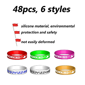 Oringaga 48PCS Running Party Rubber Bracelets, Sport Run Marathon Cross Country Party Baby Shower Birthday Party Supplies Decorations Goodie Bag Favors Inspirational Silicone Wristbands