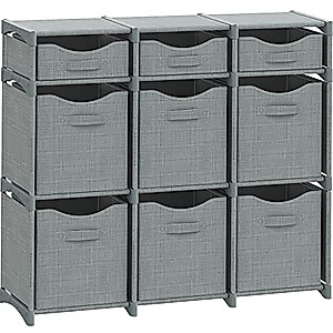 NEATERIZE 9 Cube Closet Organizers And Storage-Includes All Storage Cube Bins-Easy to Assemble Closet Storage Unit with Drawers-Room Organizer for Clothes,Baby Closet Bedroom,Playroom,Dorm(Light Grey)
