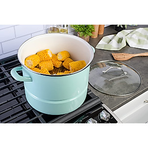 Kenmore Broadway Steamer Stock Pot with Insert and Lid, 16-Quart, Glacier Blue