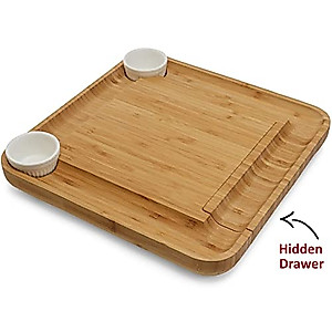 Bamboo Charcuterie Boards Cheese Board Set Premium Large Cheese Platter & Serving Tray 4 Stainless Steel Knife House Warming Gifts New Home Housewarming Gift for Her Mom Wife Women Wedding Anniversary