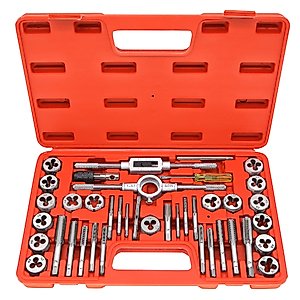GMTOOLS 40PCS Tap and Die Set, Metric Size Standard M3 to M12, Threading Tool Set for Cutting External and Internal Threads with Adjustable Handles, Complete Accessories and Storage Case