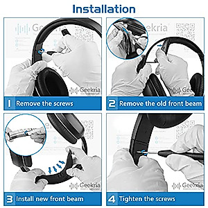 Geekria Protein Leather Headband Pad Compatible with Edifier K815, W800BT, W808BT Headphones Replacement Band, Headset Head Cushion Cover Repair Part (Black)