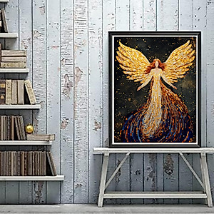 5D Diamond Art Painting Kits Full Drill Round Beads Art Gems Stone Cross Stitch DIY by Number Kits Wall Decoration 12x16 inch Angel Wing