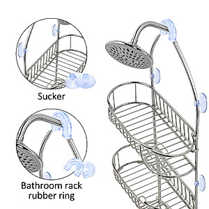 PEOVLVN 6 Pieces Suction Cups for Shower Caddy, Shower Caddy Connectors Suction Cup Hooks with 3 Pieces Rubber Rings Shower Hooks for Inside Shower Bathroom Decor and Replacement