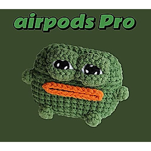 Yatchen Plush Case for AirPods Pro, Cute Fluffy 3D Cartoon Frog Design Furry Hairy + Soft TPU Cover Warm Carrying Charging Box with Keychain Accessories Anti-Fall Protective Case for AirPods Pro Frog