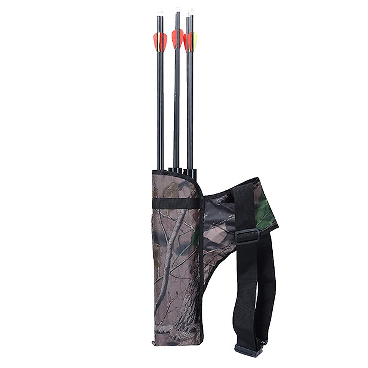 UNISTRENGH Back Hip Archery Quiver Holder 3 Tube Camo Archery Arrow Quiver Holder for Hunting Training with Carry Bag for 24-30 Arrows