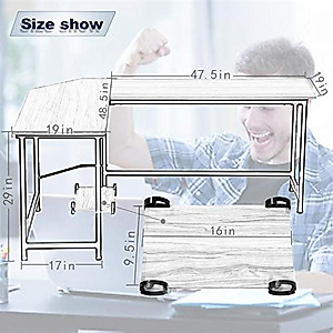 Modern L-Shaped Desk Corner Computer Desk, Large Work Space PC Latop Study Table Gaming Desk Workstation Home Office Wood & Metal (Black)