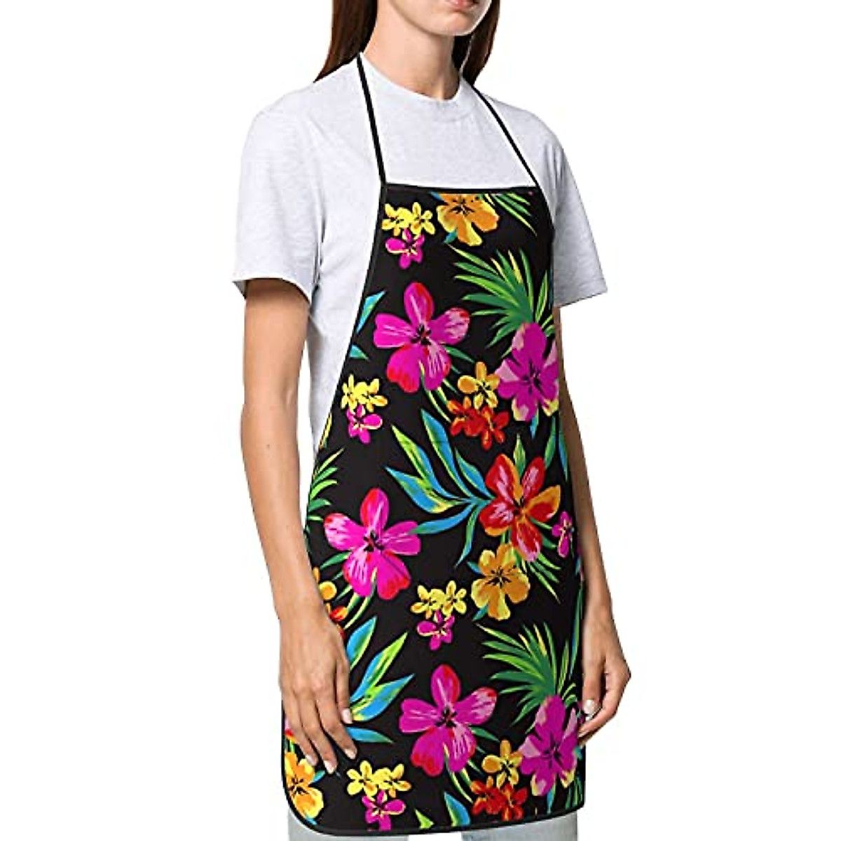 MuMuYun Hawaiian Colorful Flower Kitchen Apron, Kitchen Cooking Aprons with Pockets Aprons for Men Women, 20W x 28L