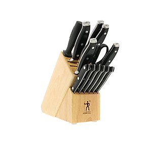 HENCKELS Forged Premio 14-pc Knife Set with Block, Chef Knife, Paring Knife, Utility Knife, Steak Knife Set, Black, Stainless Steel
