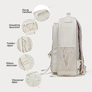 OIWAS Travel Backpack for Women, 15.6 Inch Laptop Bag Unisex 24L Fashion Bag Casual Daypack Large Capacity Computer Backpacks for Work Outdoor Hiking (Off white)