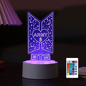 YANENG Kpop Bangtan Boys LED Night Light & 16 Colors Touch Adjustable Night Light Bedroom Decor for Army Fans Gifts