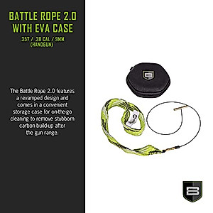 Breakthrough Clean Battle Rope 2.0 - Bore Gun Cleaning Kit - EVA Storage Case and Brass Handle - .357 / .38 Cal / 9mm