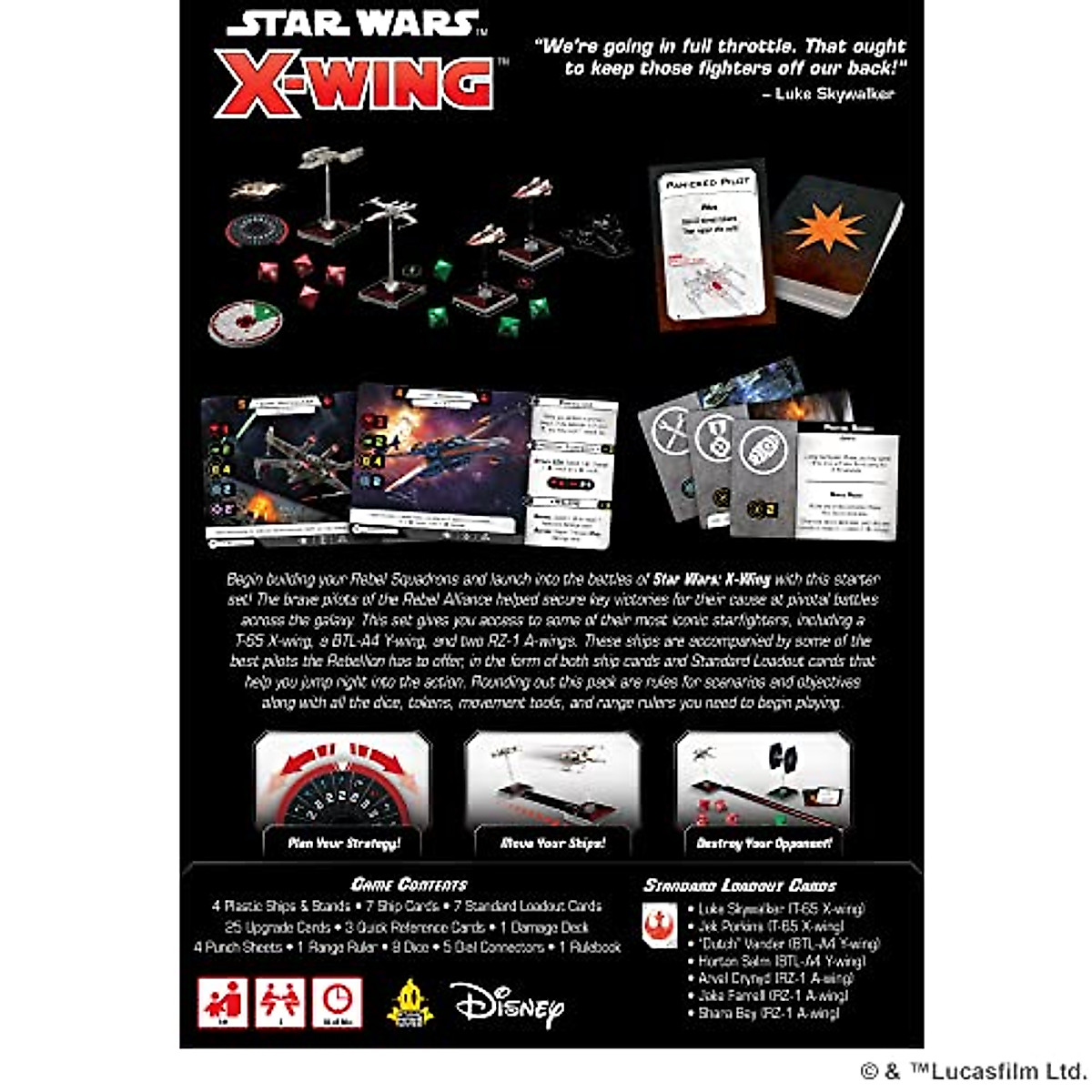 Star Wars X-Wing 2nd Edition Miniatures Game Rebel Alliance SQUADRON STARTER PACK - Strategy Game for Adults and Kids, Ages 14+, 2 Players, 45 Minute Playtime, Made by Atomic Mass Games