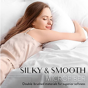 Danjor Linens California King Sheet Set - 6 Piece Set Including 4 Pillowcases - Deep Pockets - Breathable, Soft Bed Sheets - Wrinkle Free - Machine Washable - White Cal King Bed Sheets - 6 pc