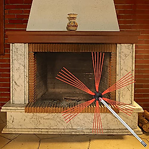 VEVOR Chimney Sweep Kit 20FT Length, Chimney Brush Kit with 6 Nylon Flexible Rods, Rotary Chimney Cleaning Kit Driven by Drill, Chimney Cleaning Tool Kits for Sweeping Fireplace Flue