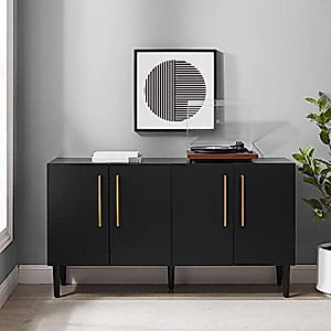 Crosley Furniture Everett Mid-Century Modern Sideboard, Matte Black