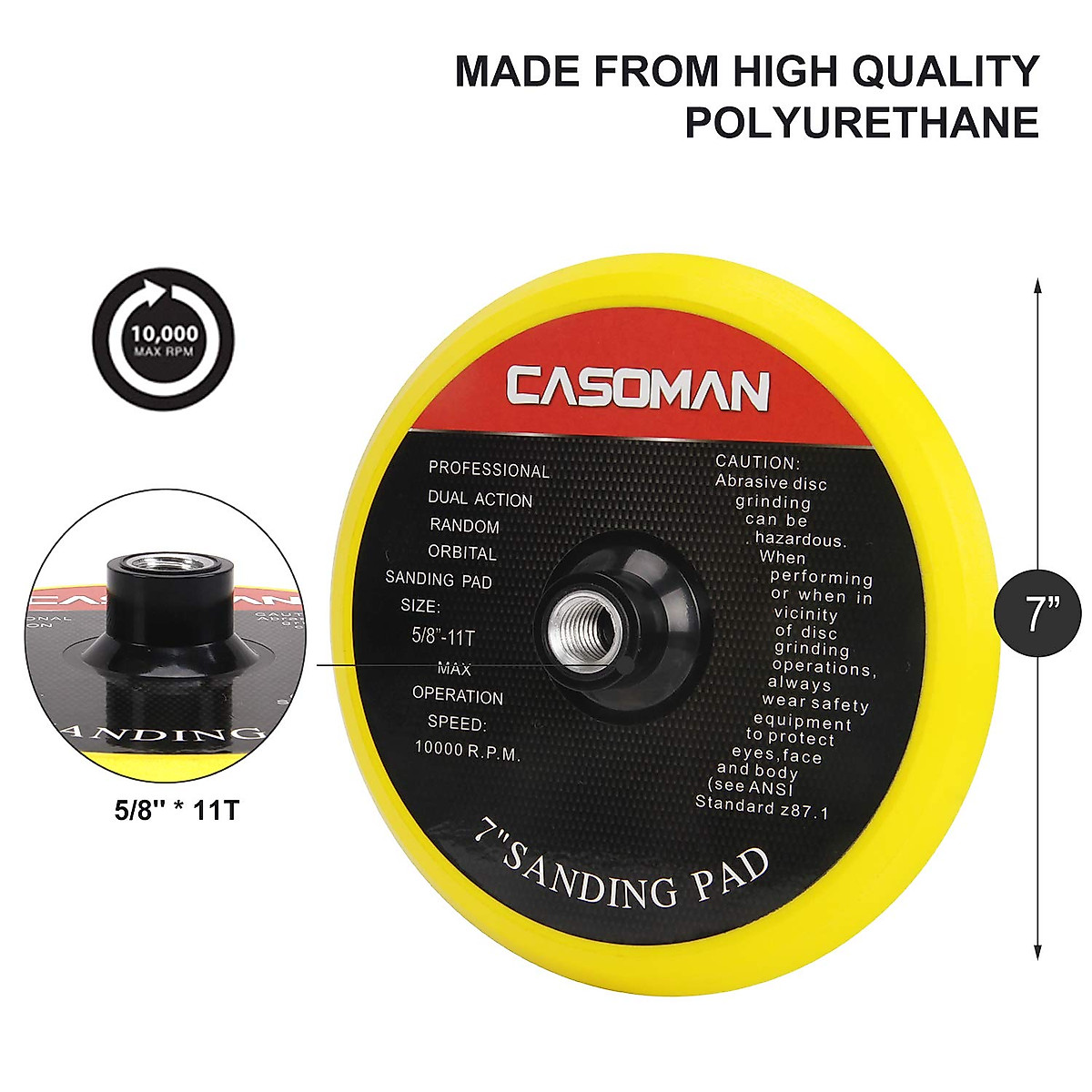 CASOMAN 7-Inch Buffing and Polishing Pad Kit, 7 Pieces 7" Polishing Sponge, Waxing Buffing Pad Kit