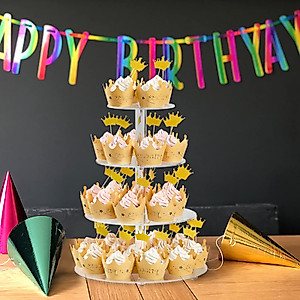 Lilezbox Cupcake Stand 12 Inch Round Clear 4-Tier Cake Holder, Acrylic Cupcake Display Stand, Dessert Tower Pastry Stand,for Party & Catering Event