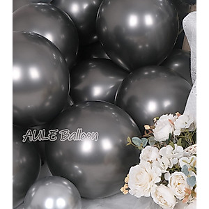 AULE Black Metallic Balloons 12 inch 50 Pcs Black Latex Balloons Chrome Helium Shiny Thicken Balloon Perfect Party Decoration for Happy Birthday Bridal Shower Graduation