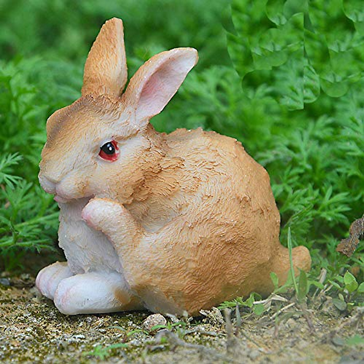 3 Pcs Rabbit Figurines Mini Animals Bunny Miniature Figurines Rabbit Model Fairy Garden Miniature Moss Landscape DIY Terrarium Crafts Ornament Accessories for Home Decoration,B