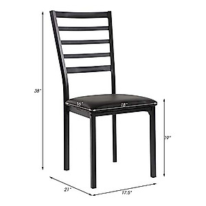 Lexicon Arin Faux Leather Metal Frame Dining Chairs (Set of 4), 19" SH, Black