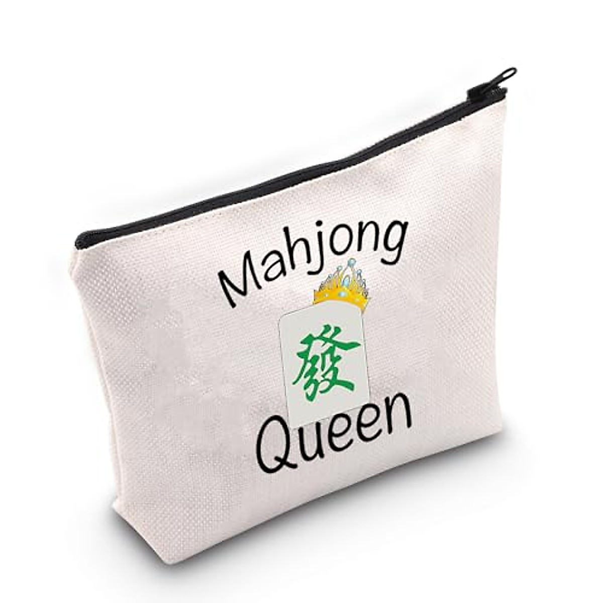 JXGZSO Mahjong Queen Makeup Bag Game Tiles Travel Storage Mahjong Board Game Zipper Purse Gift for Mahjong Lover